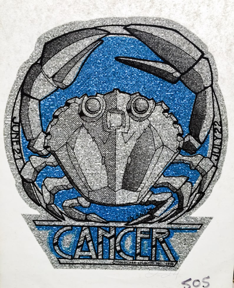 Cancer Astrology Zodiac Sign Vintage Holoubek Studios Glitter | Etsy