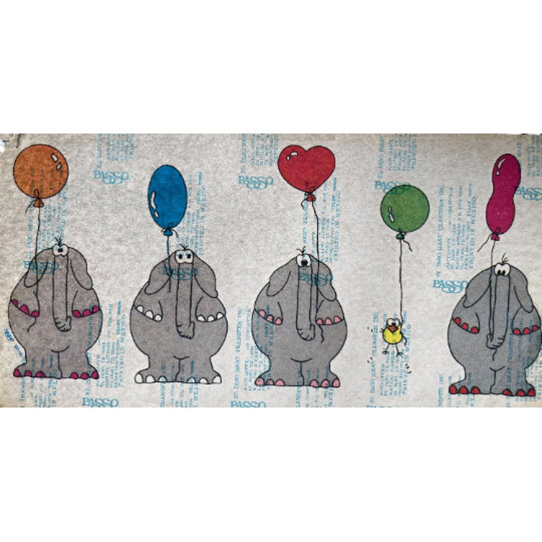 Elephants With Balloons Vintage Iron on Heat Transfer - Etsy