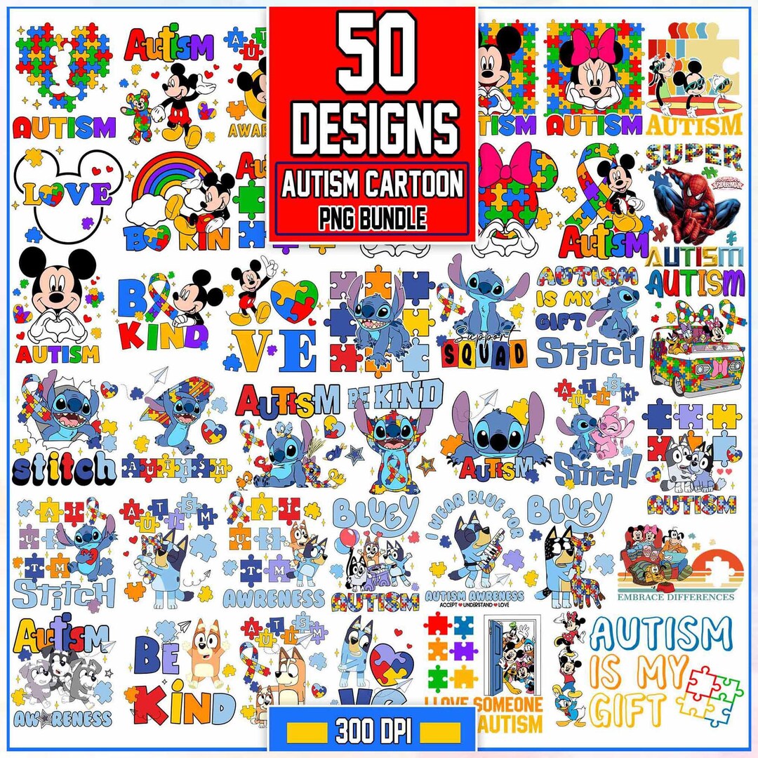 Autism Cartoon Bundle, Autism Awareness Png, Autism Quote Png, Au-some ...