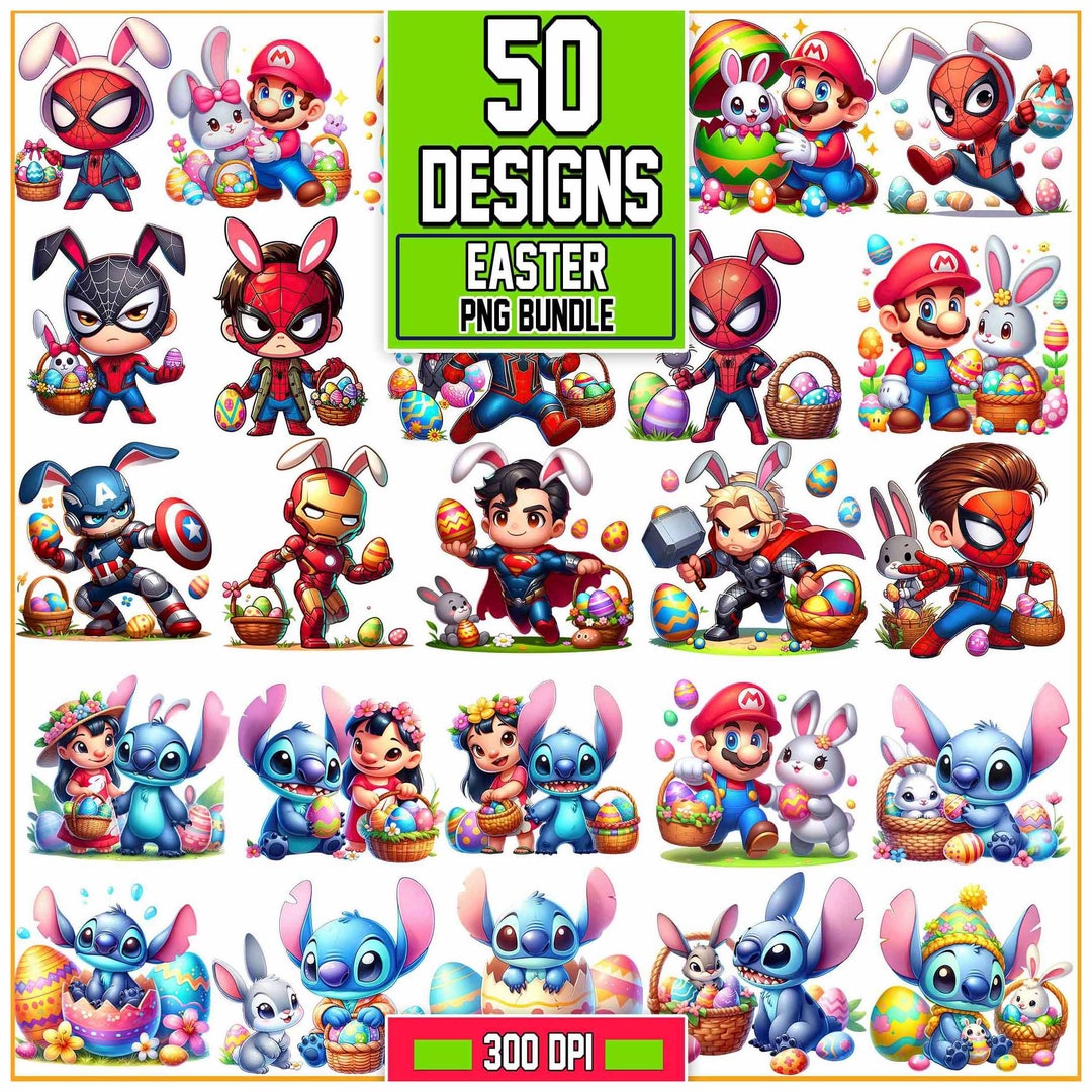 Cartoon Chibi Easter Character Png Bundle, Happy Easter Day Png ...