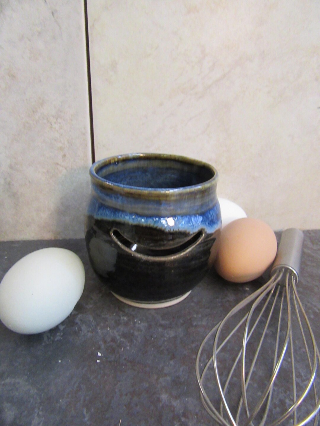 Egg Separator, Blue & Black Separator, Handmade Egg Separator, Ceramic ...