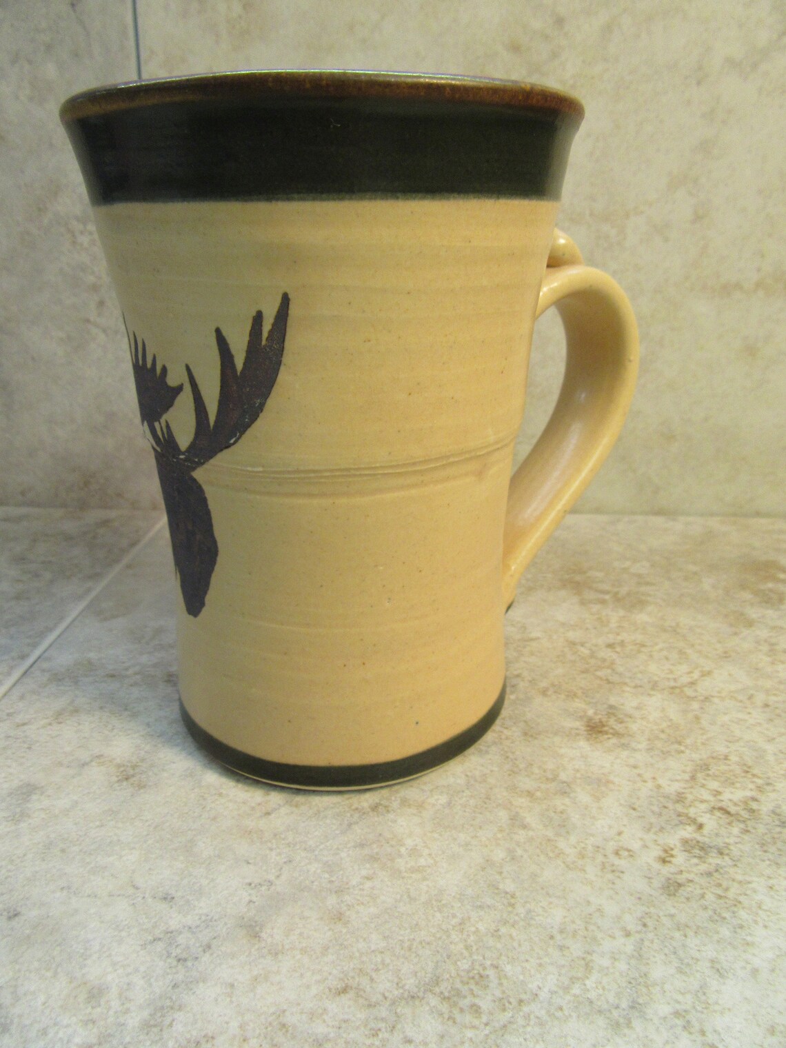 Mug moose mug Tan & green mug hand crafted made in | Etsy