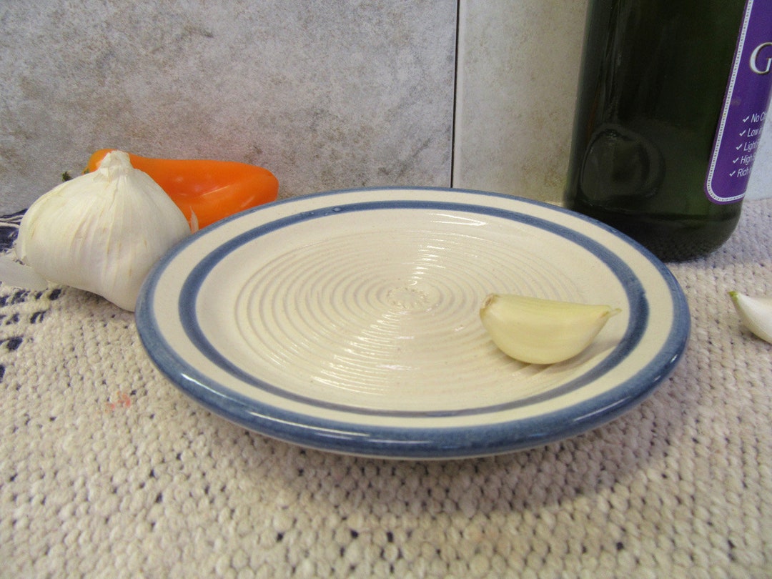 Grater Plate, Garlic Plate, White & Blue Plate, Made in Montana ...