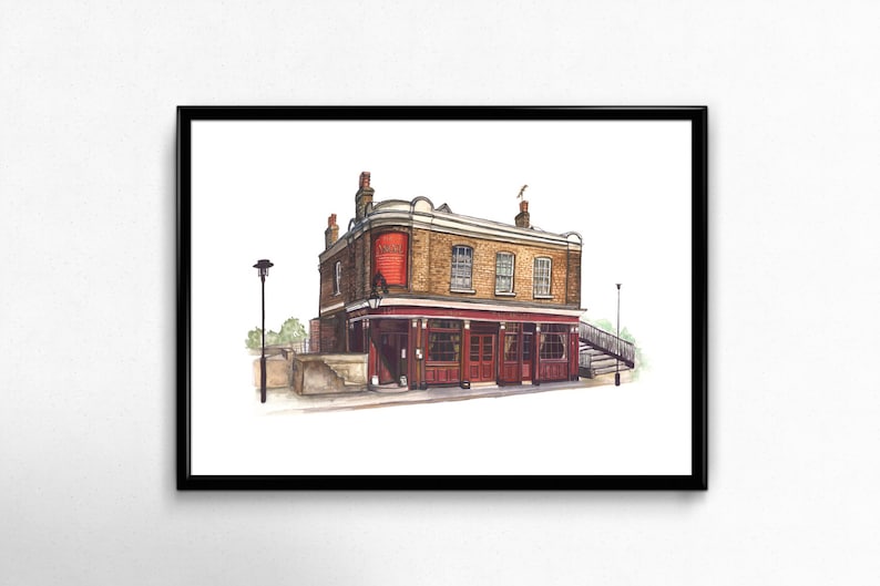 The Angel Pub Art Print, Rotherhithe, Bermondsey, Illustrated Wall Art ...