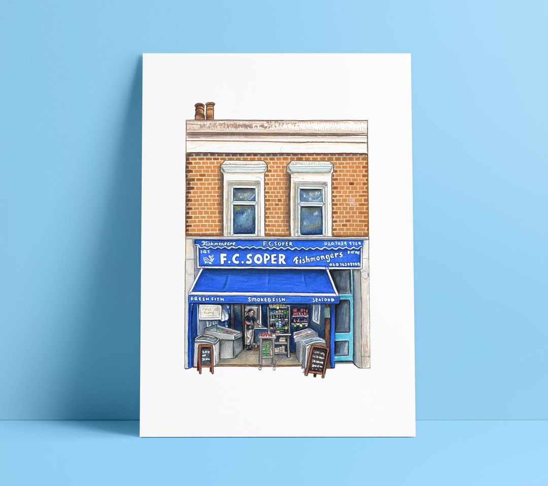 FC Soper Fishmonger Art Print, Nunhead, South London - Etsy