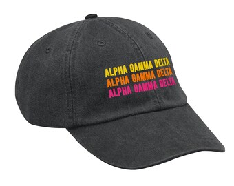 Alpha Gamma Delta Script Baseball Hat Embroidered Baseball - Etsy