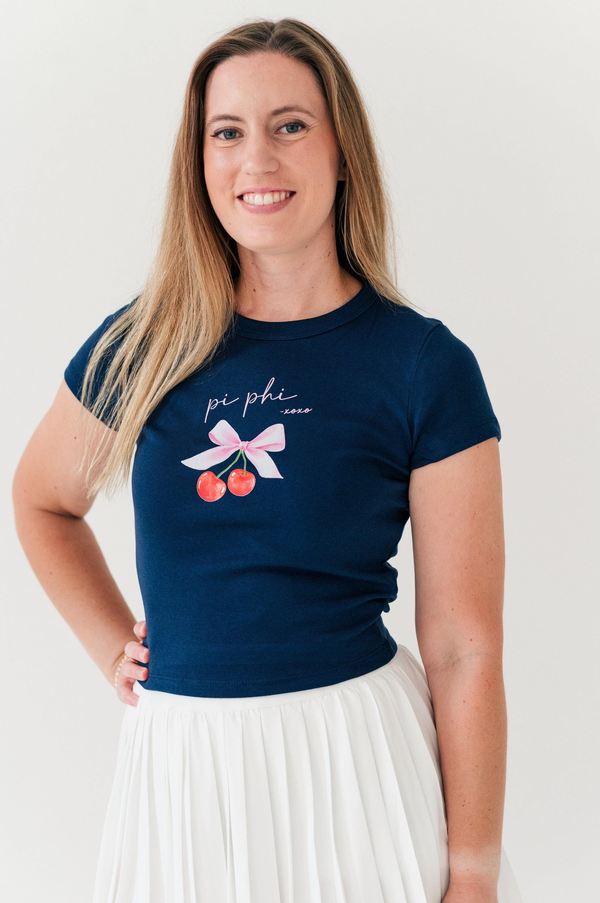 Pi Beta Phi Cherry XOXO - Pi Phi, Navy, Baby Doll Tee, Crop Top - Etsy