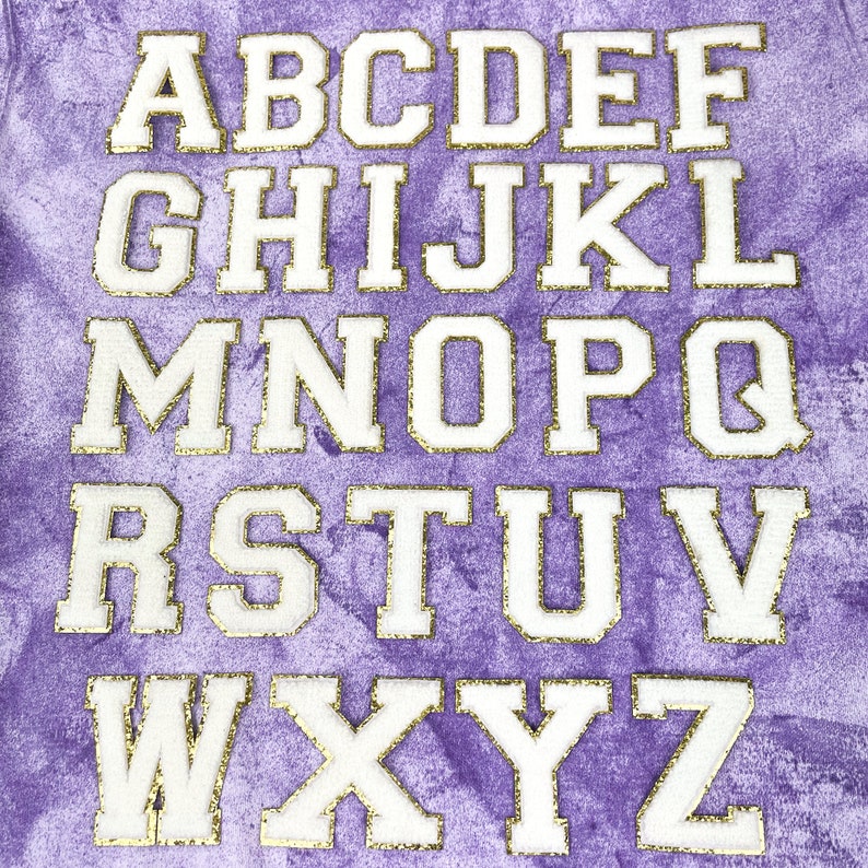 Iron-on Varsity Letter Patches White Patches With Gold Trim | Etsy