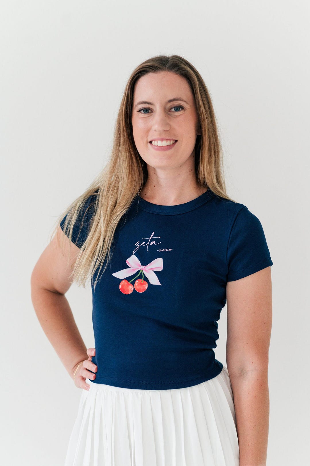 Zeta Tau Alpha Cherry XOXO - Zeta, Navy, Baby Doll Tee, Crop Top - Etsy