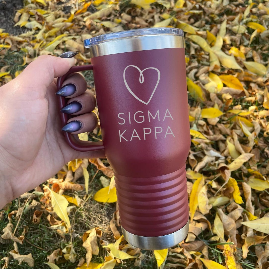 Sigma Kappa Heart Travel Mug With Handle, Coffee Mug, Straw Add-on ...
