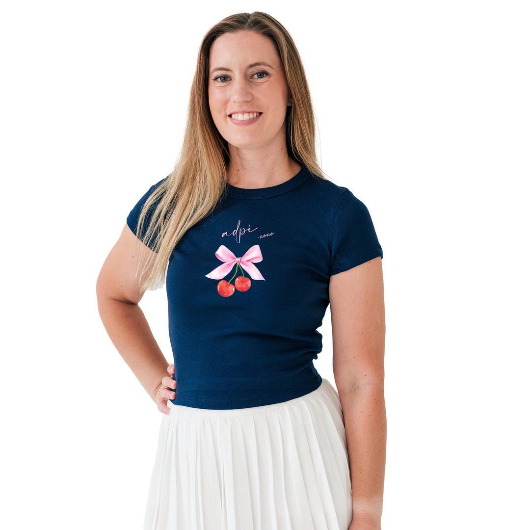 Alpha Delta Pi Cherry XOXO - Adpi, Navy, Baby Doll Tee, Crop Top - Etsy