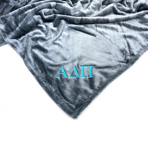 Alpha Delta Pi Plush Throw Blanket - Grey/aqua - Etsy