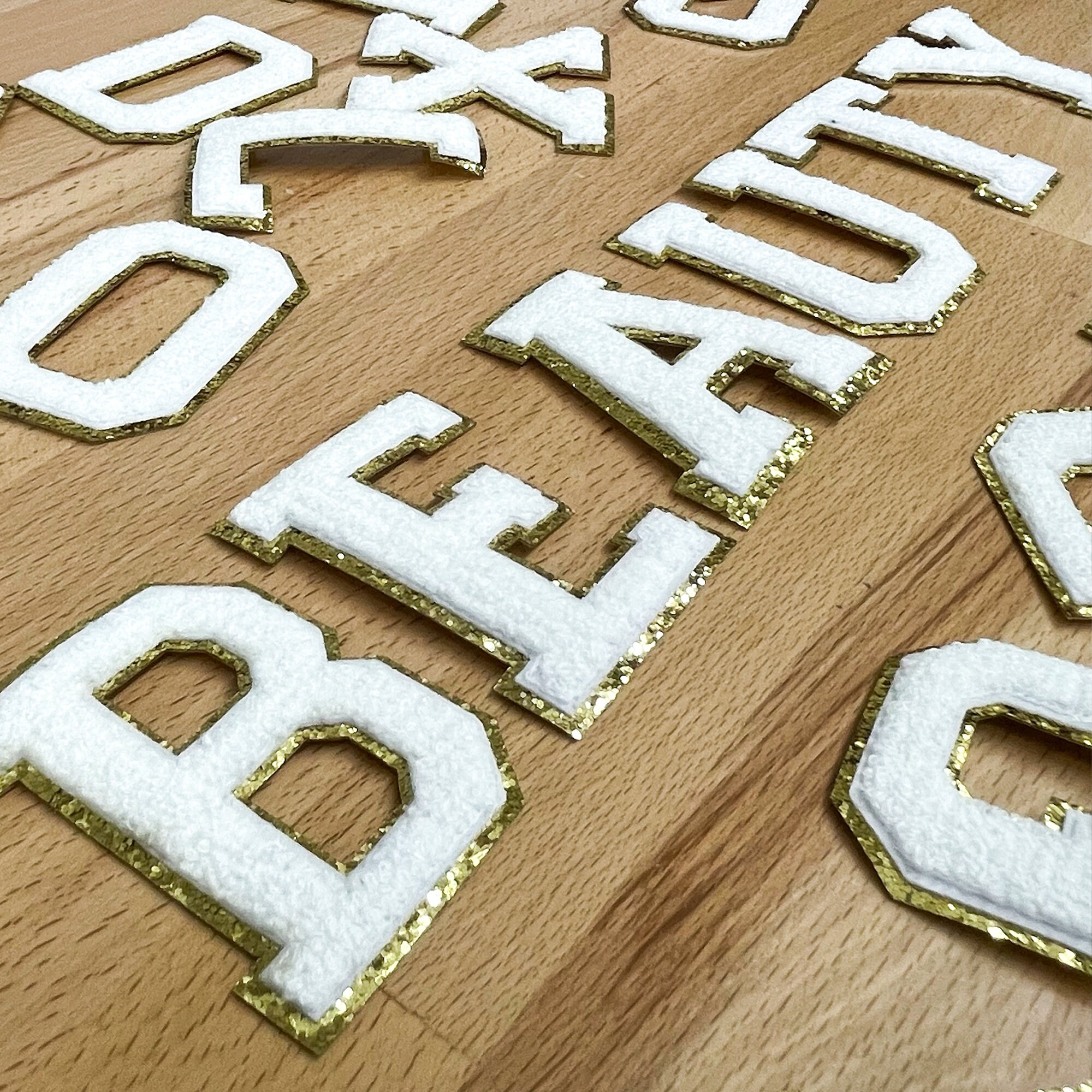 Iron-on Varsity Letter Patches White Patches With Gold Trim | Etsy