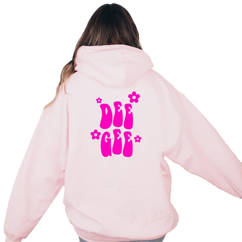 Delta Gamma Retro Floral Hoodie - Dee Gee, Pink Hoodie, Front & Back ...