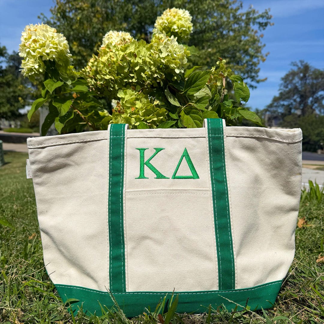 Kappa Delta Embroidered Classic Canvas Tote - Travel Bag With Zipper ...