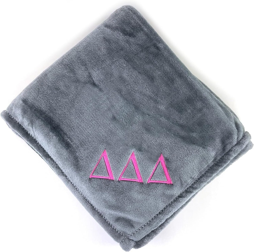 Delta Delta Delta Plush Throw Blanket Grey/pink - Etsy