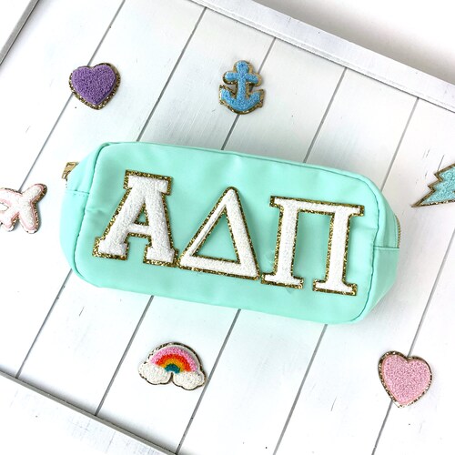 Custom Sorority Letter Bag Chenille Patches Zipper Bag - Etsy