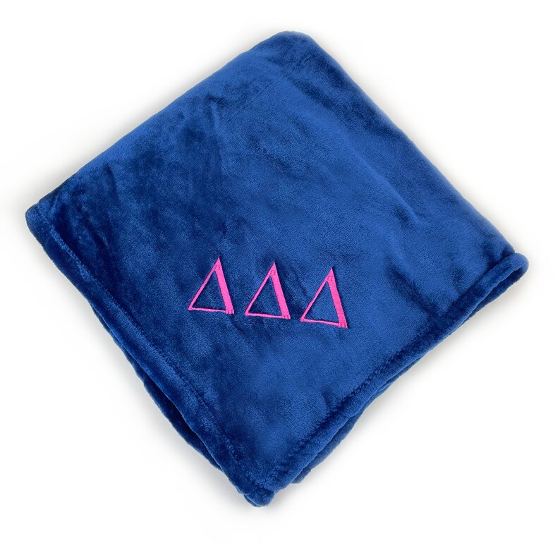 Delta Delta Delta Plush Throw Blanket Navy/pink - Etsy