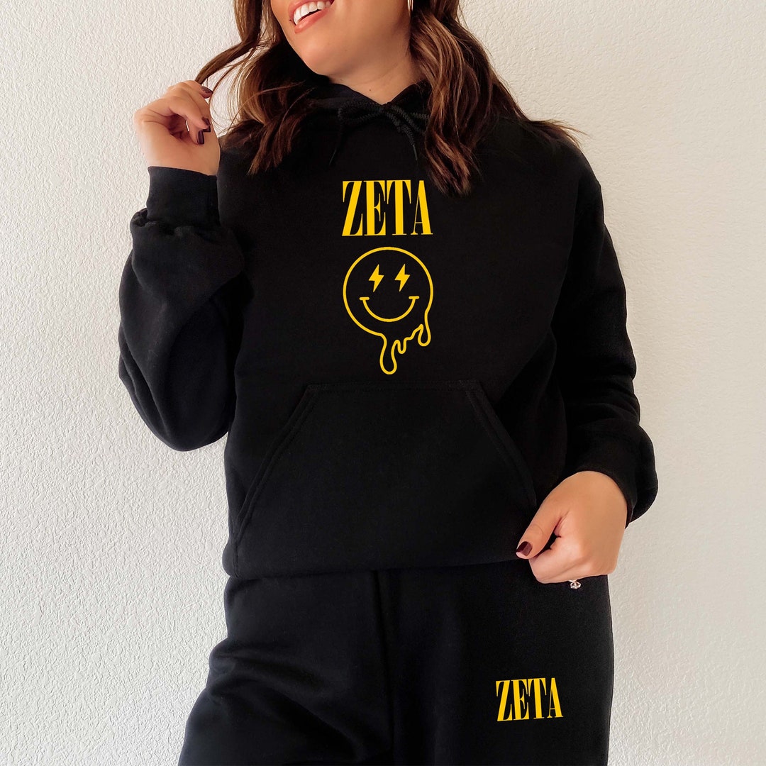 Zeta Tau Alpha Dripping Smile Sweatsuit Matching Black Hoodie ...