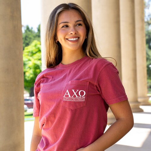 Alpha Chi Omega Script Letters Shirt Violet - Etsy