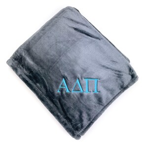 Alpha Delta Pi Plush Throw Blanket - Grey/aqua - Etsy