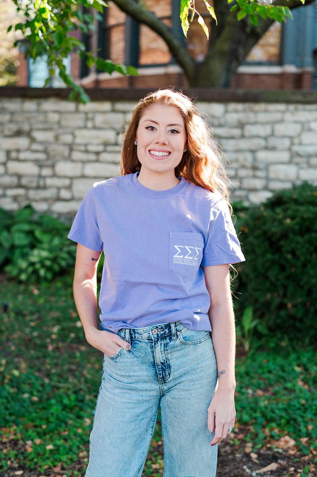 Sigma Sigma Sigma Block Letters Pocket Tee - Violet - Etsy