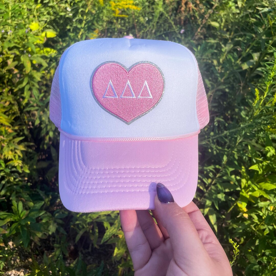 Delta Delta Delta Heart Patch Hat - Embroidered Patch Hat, Trucker Hat ...