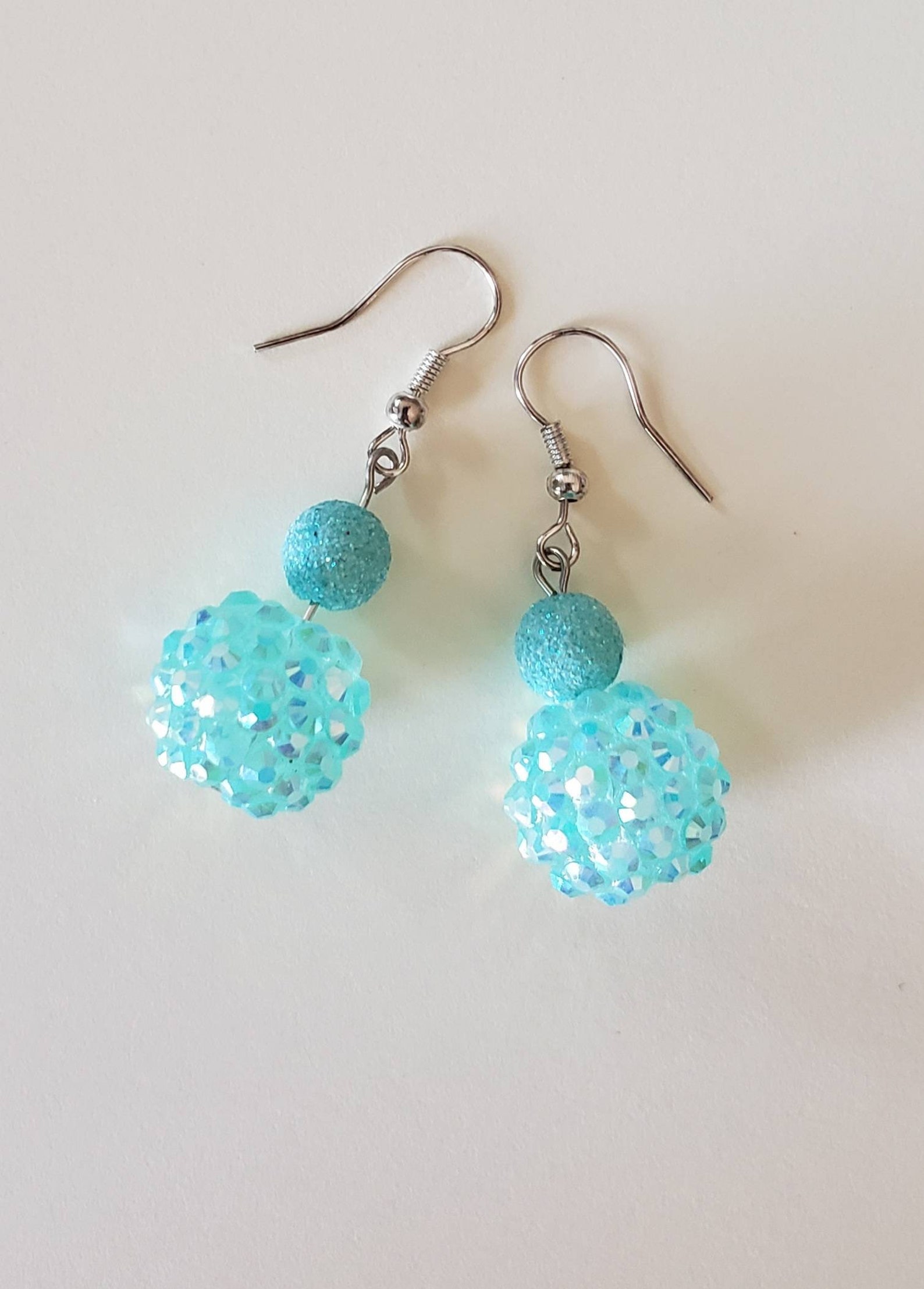 Pendientes azules, pendientes colgantes azules, pendientes brillantes ...