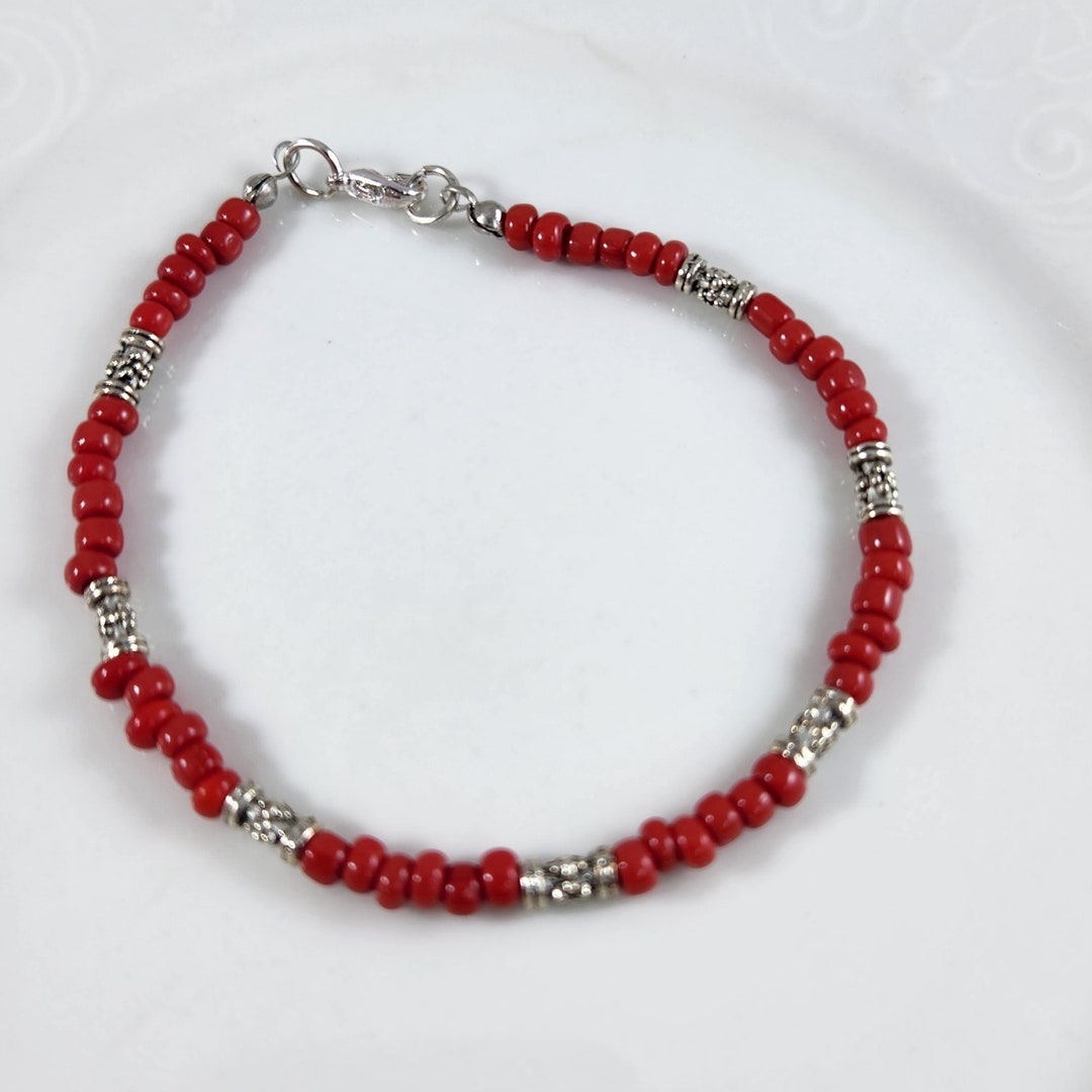 Red Bead Bracelet, Bead Bracelet, Handmade Bracelets, Gift Bracelets ...