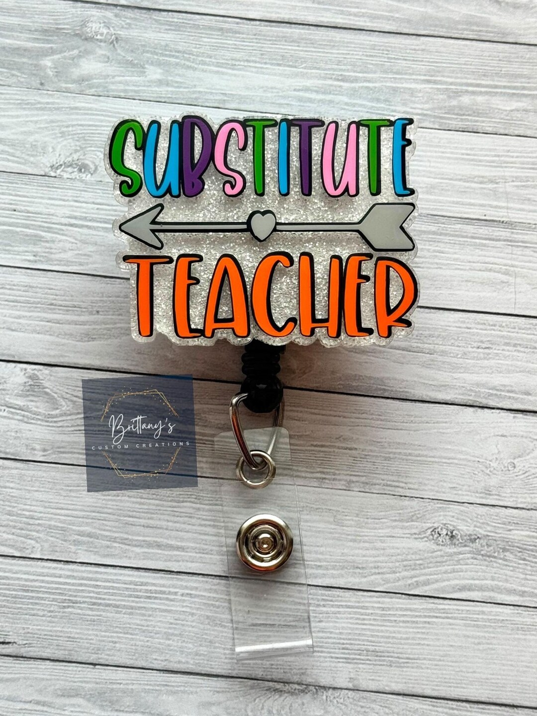 Substitute Teacher Heart Badge Reel | Substitute Badge Reel | Sub Badge ...