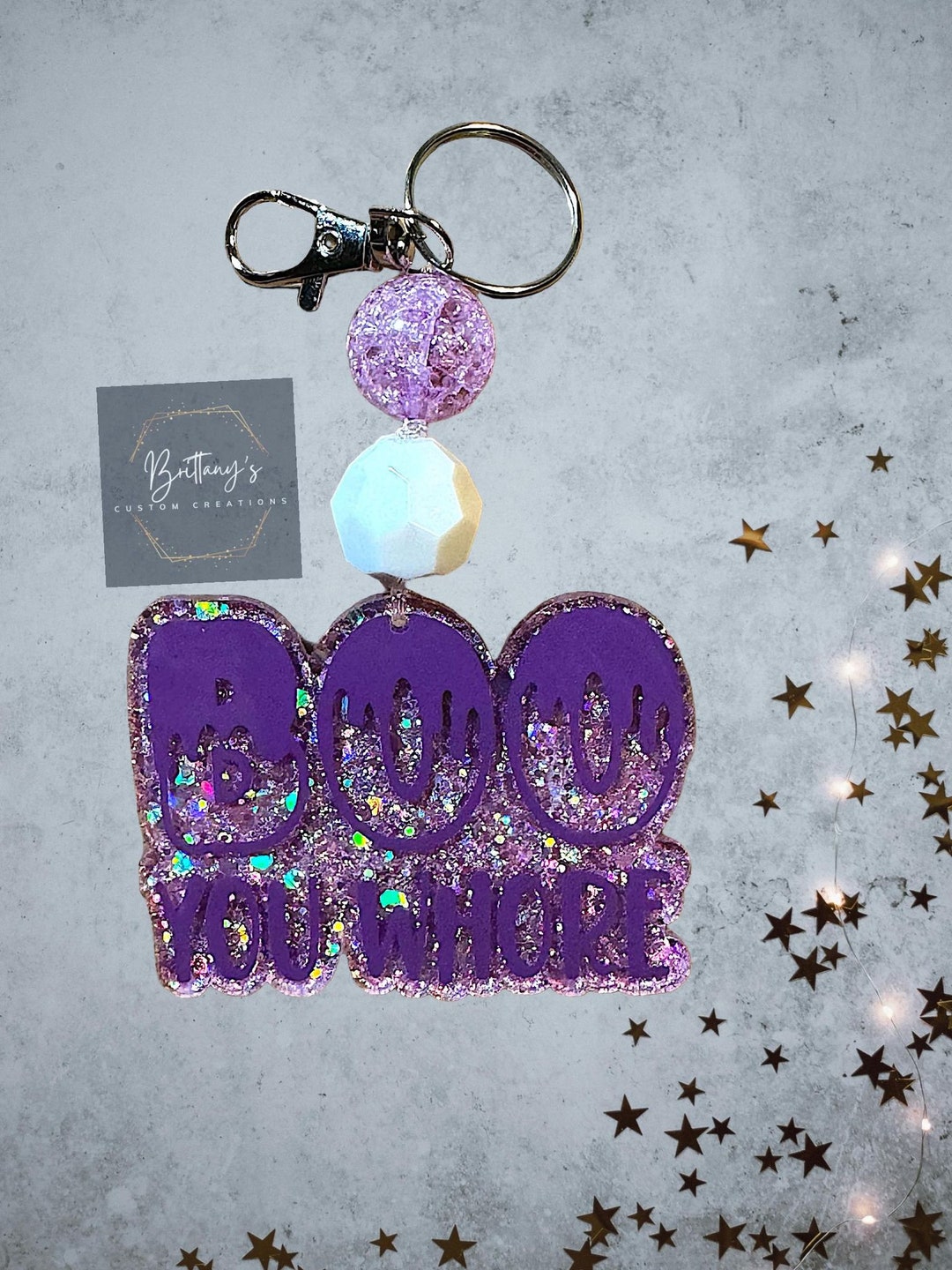 Boo You Whore Beaded Keychain | Halloween Keychain | Boo Keychain ...