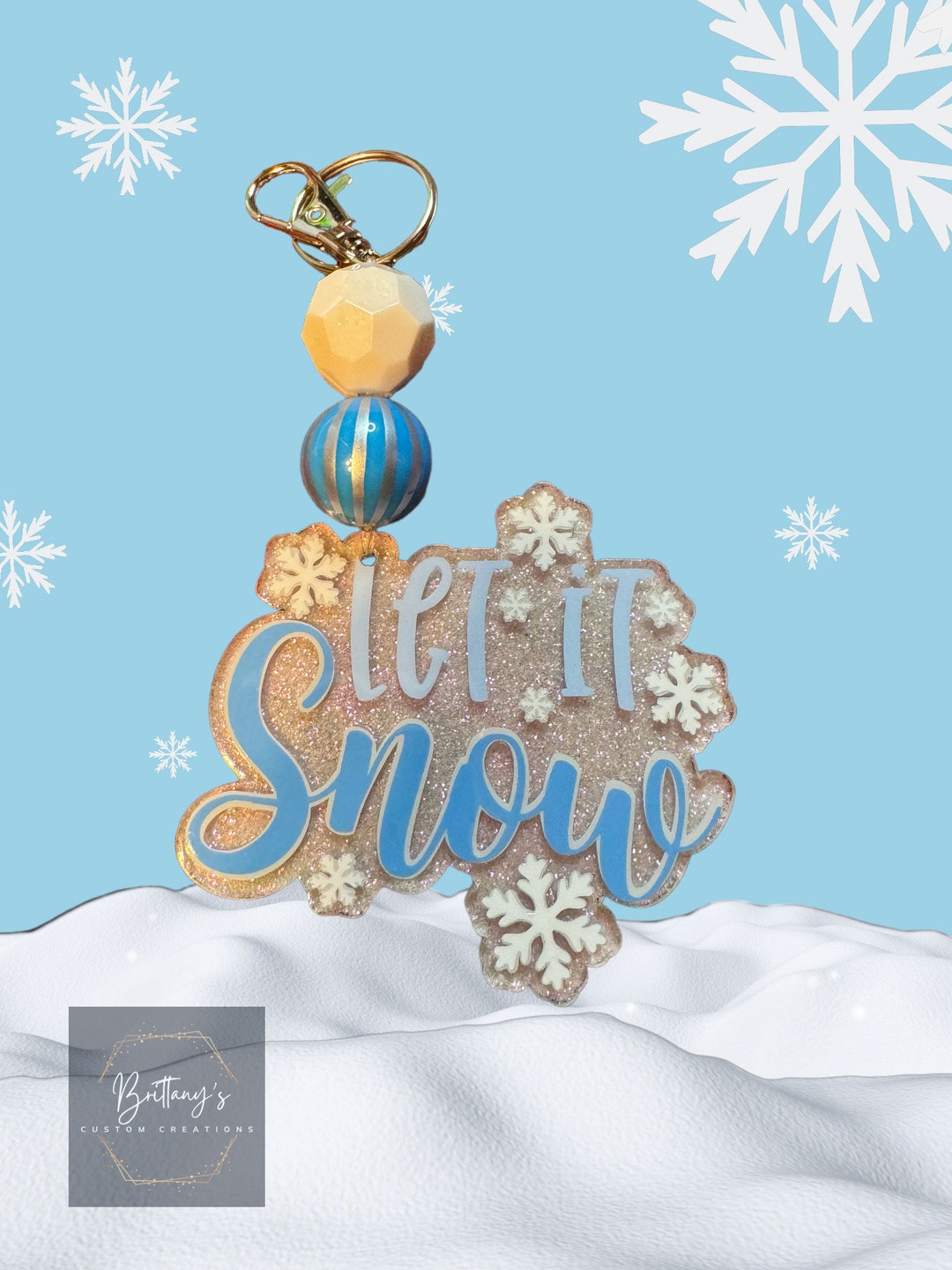 Let It Snow Beaded Keychain | Christmas Keychain | Cute Keychain - Etsy