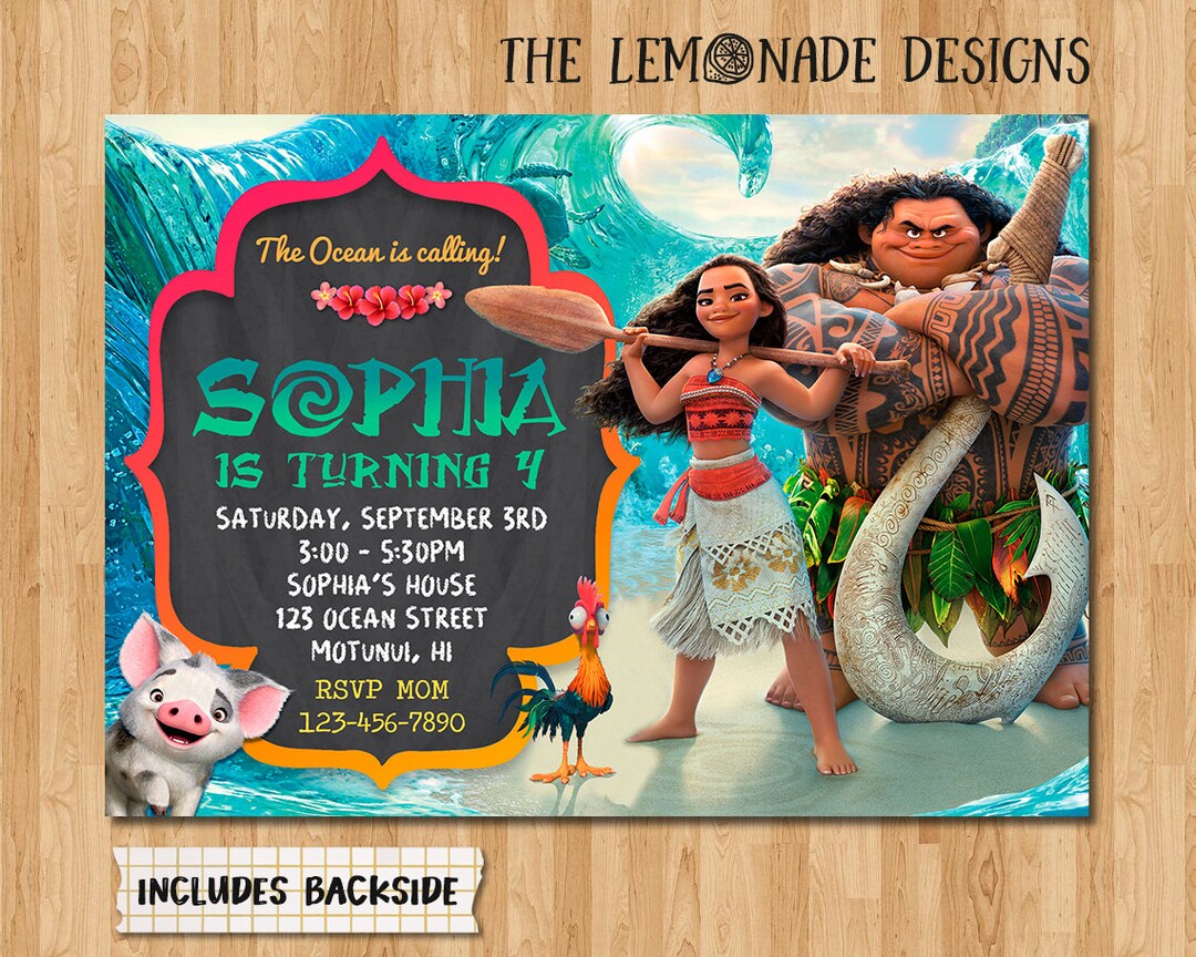 Moana Birthday Invitation Moana Birthday Moana Invite - Etsy