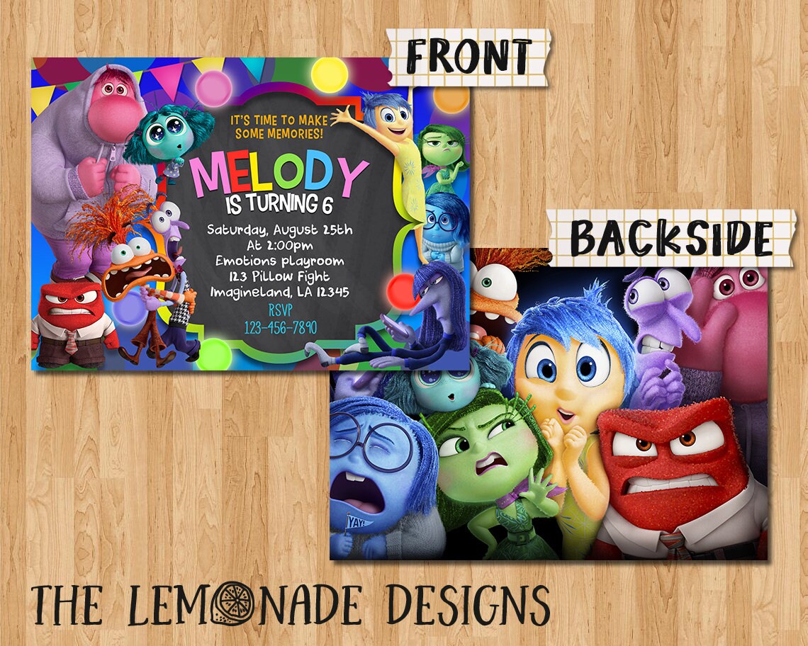 Inside Out Birthday Invitation, Inside Out Birthday, Inside Out Invite ...