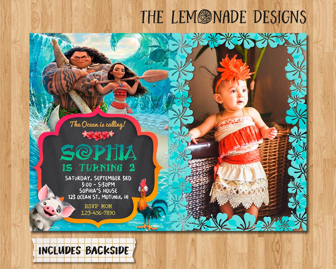 Moana Birthday Invitation, Moana Birthday, Moana Invite, Printable ...