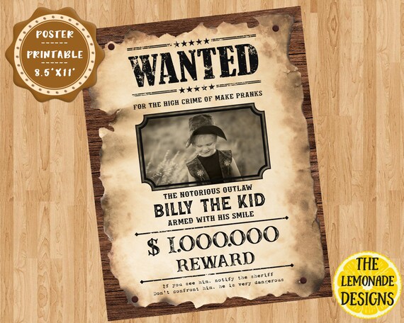 Wanted Poster Western Birthday Western Poster Wanted - Etsy