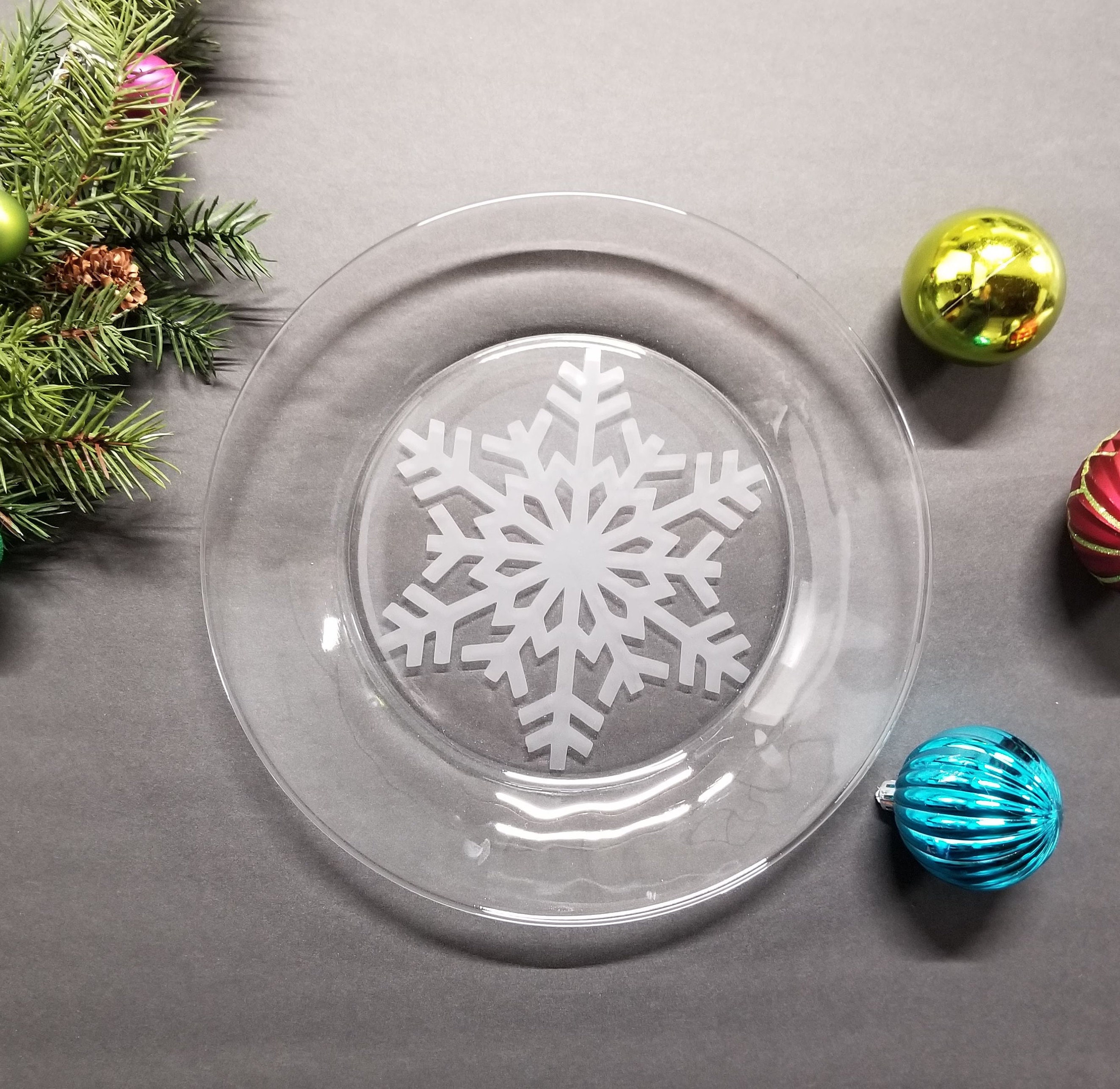 Snowflake 10.5 Etched Glass Serving Plate Cookie Plate - Etsy
