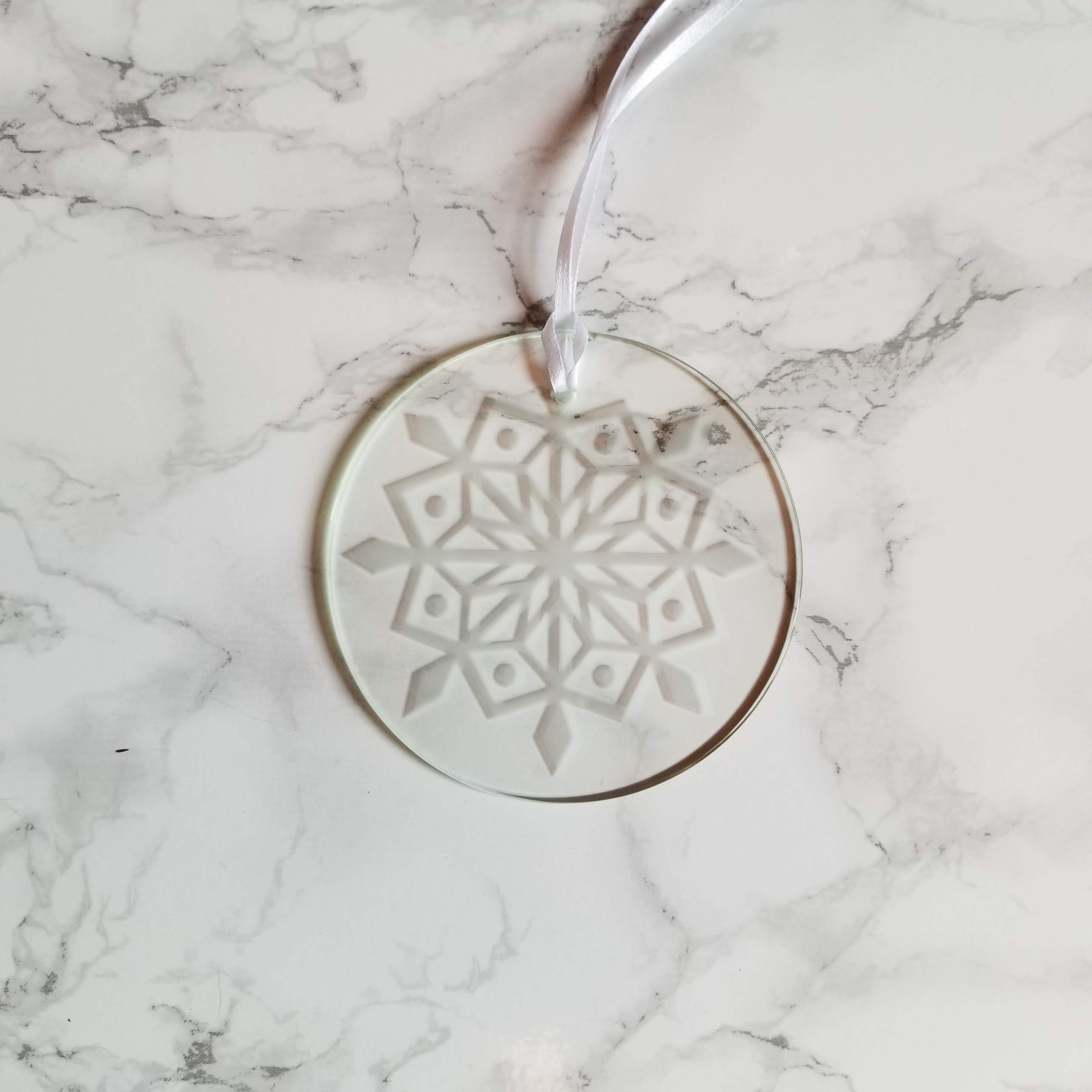 Etched Glass Holiday Ornament Snowflake. - Etsy Sweden
