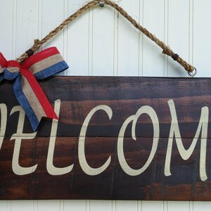 Welcome Reclaimed Wood Sign With Rope Hanger - Etsy