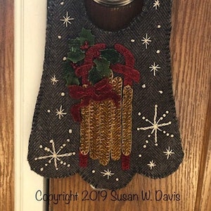 My Red Sled , Wool Applique, Paper Pattern and Wool Kit, Door Knob ...