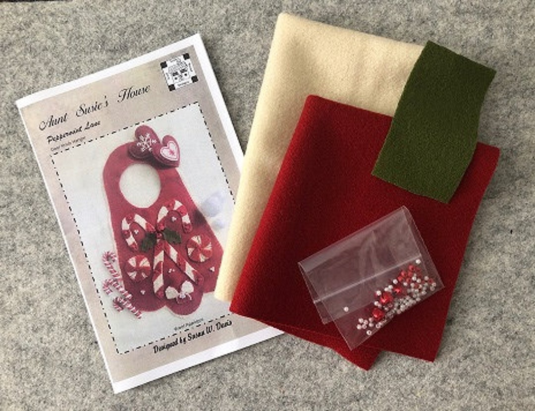 Peppermint Lane, Wool Applique, Door Knob Hanger, Hand Applique, Paper ...