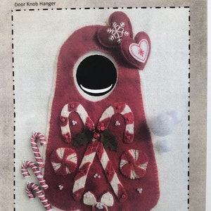 Peppermint Lane, Wool Applique, Door Knob Hanger, Hand Applique, Paper ...