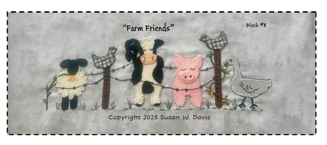 Farm Friends, Block #8, From Mary Jane and Friends Mystery Stitch a Long, Paper Pattern, Wool ...