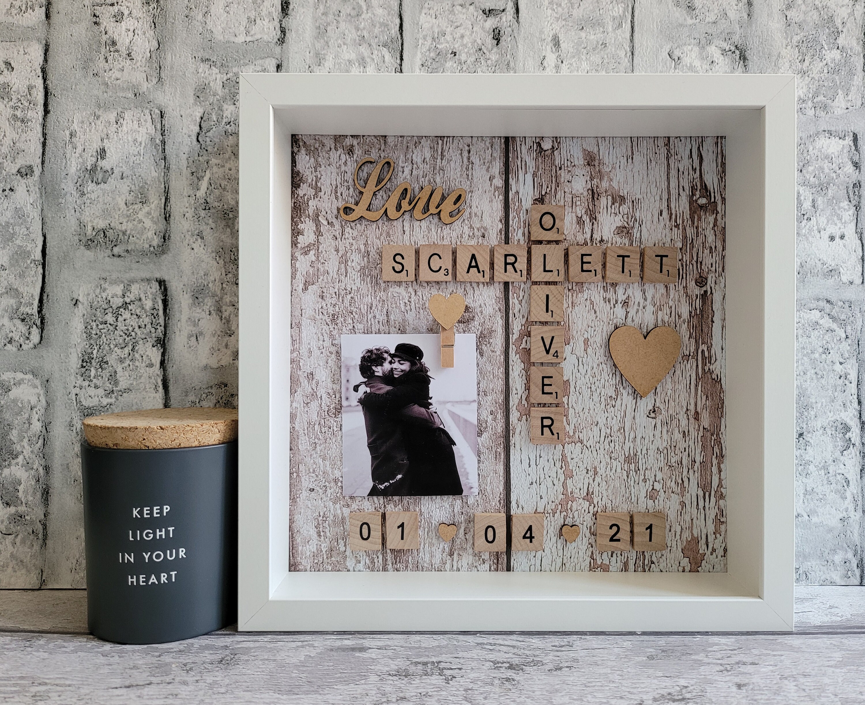 Scrabble Picture Box Photo Frame Love Relationship Couples - Etsy