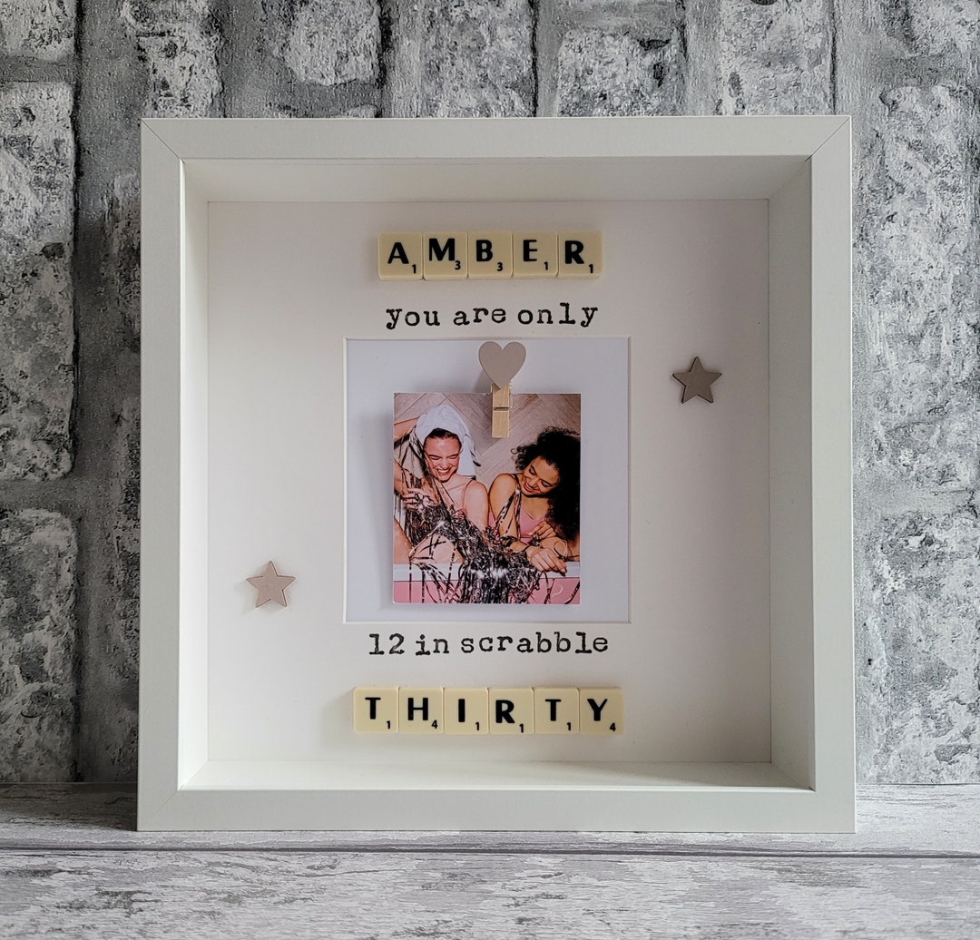 Scrabble Picture Box Photo Frame Happy Special Birthday 30th 40th 50th ...