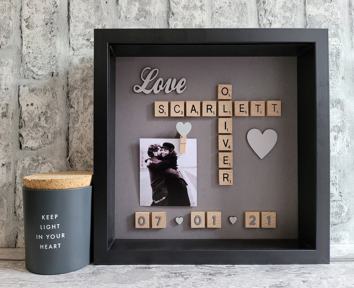 Scrabble Picture Box Photo Frame Love Relationship Couples - Etsy