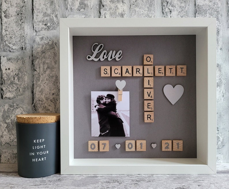 Scrabble Picture Box Photo Frame Love Relationship Couples - Etsy