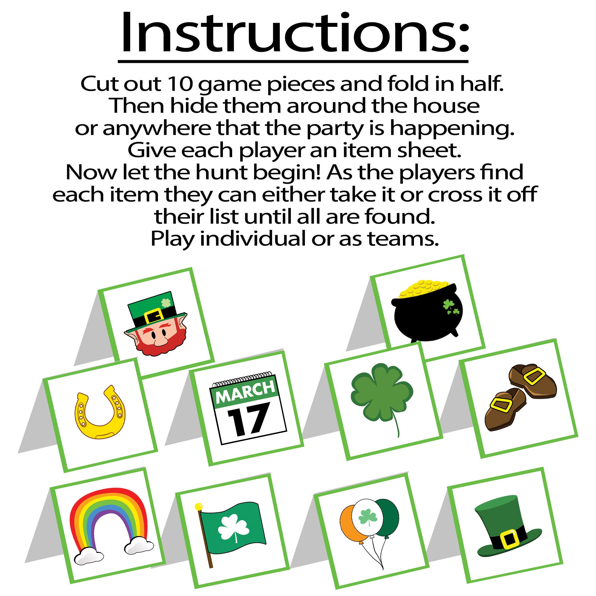 St Patricks Day Scavenger Hunt Download & Print Treasure - Etsy