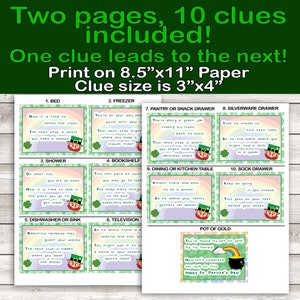 St Patricks Day Scavenger Hunt Clues, Download & Print | Pot of Gold ...