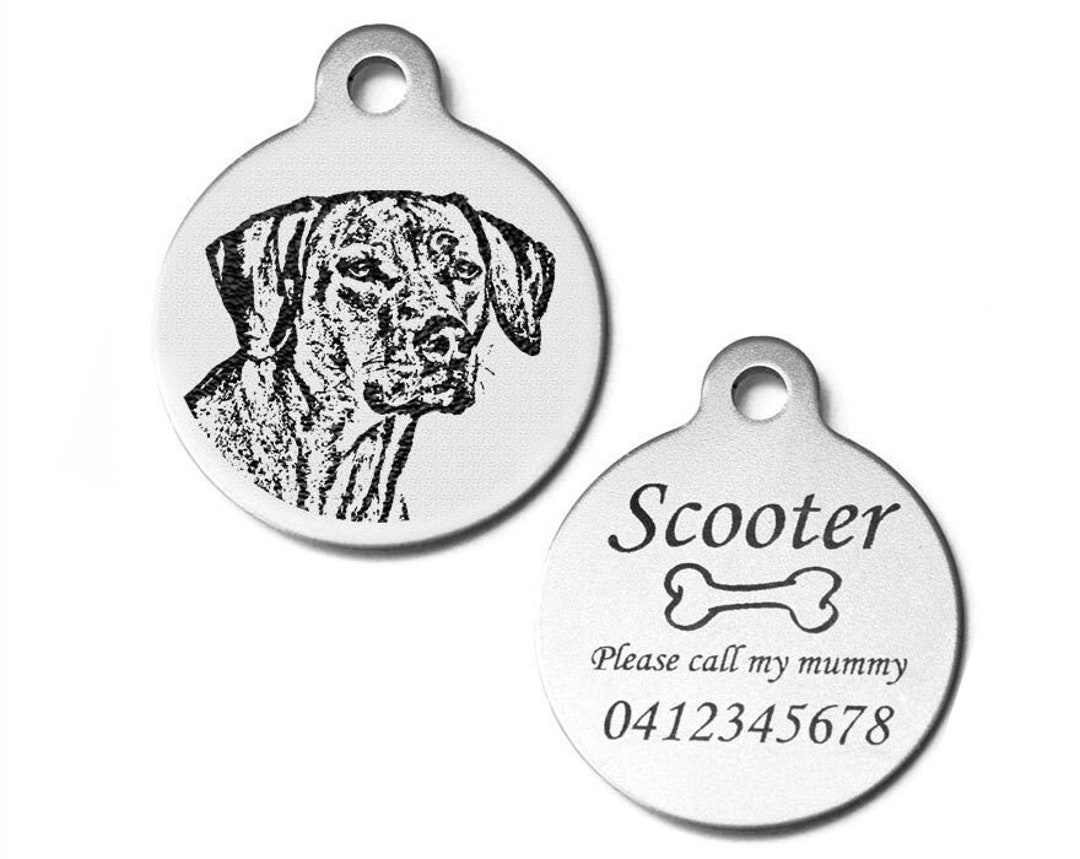 Rhodesian Ridgeback Dog Personalised Laser Engraved Lost Pet Dog ID ...